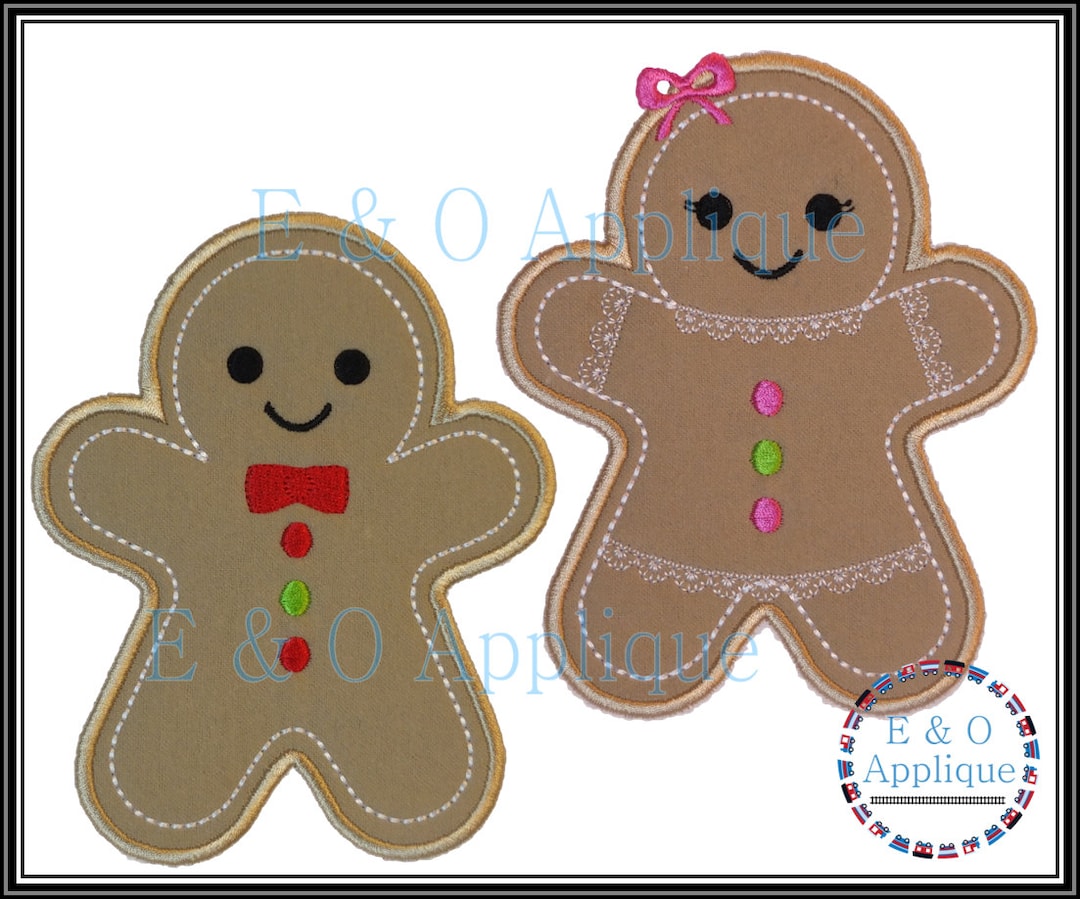 Gingerbread Boy & Girl Applique Design Set - Gingerbread Machine ...