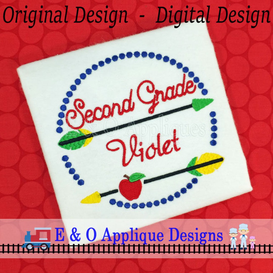 Second Grade Embroidery Design - Back to School Machine Embroidery ...