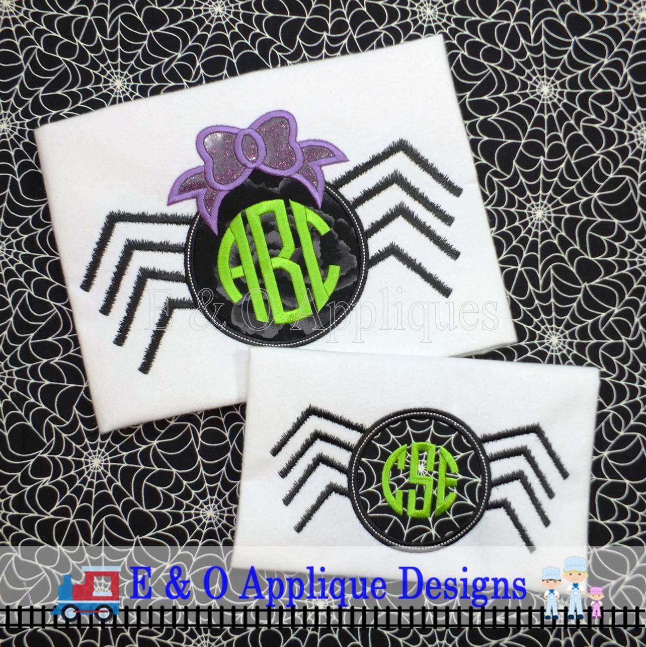 SET Spider and Spider Girl Monogram Applique Design - Halloween Digital ...
