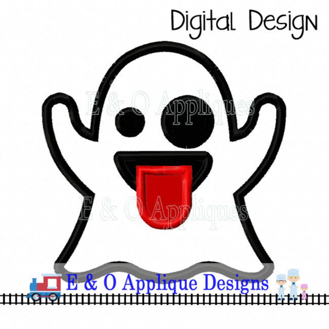 Emoji Ghost Applique Design - Halloween Applique Design - Emoji ...