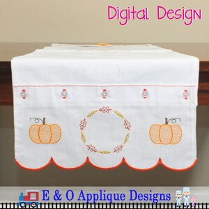 In the Hoop Table Runner Embroidery Design - Fall Pumpkin Monogram ...