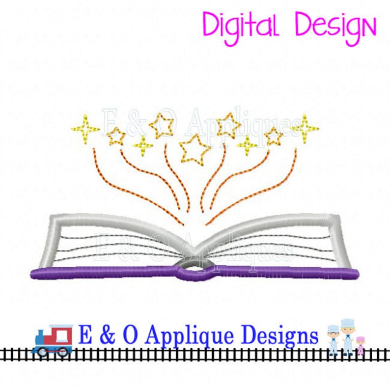 Magic Book Applique Design Magic Embroidery Design Book - Etsy