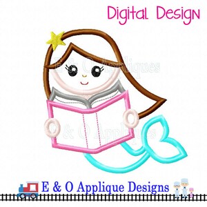 Mermaid Book Applique Design - Mermaid Applique Design - Mermaid ...