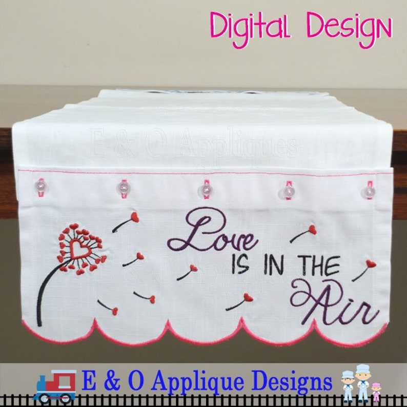 In the Hoop Table Runner Embroidery Design Valentine's | Etsy