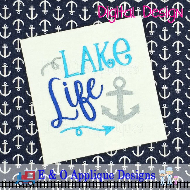 Lake Life Embroidery Design - Lake Embroidery Design - Lake Saying ...