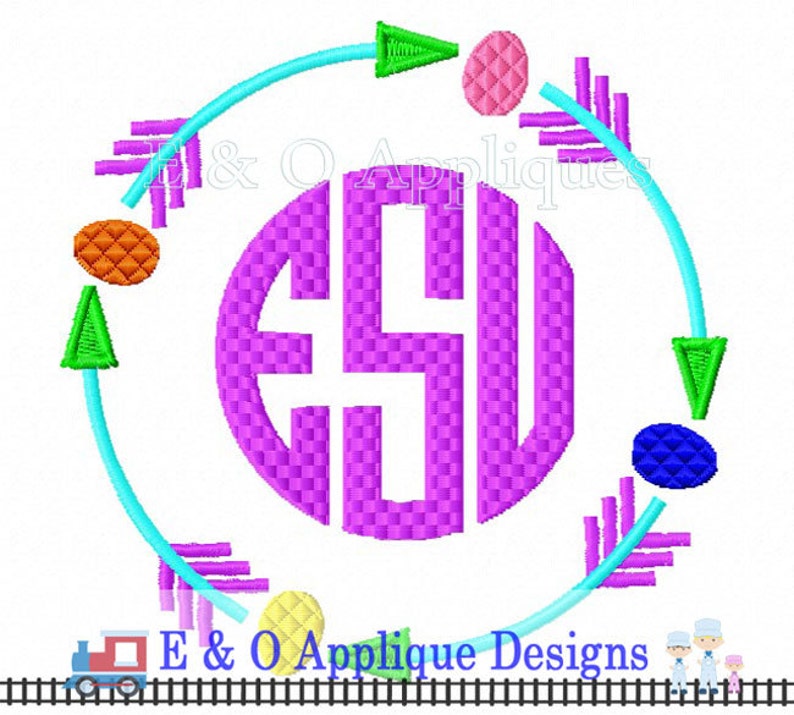 Arrow Easter Eggs Monogram Frame Digital Embroidery Design | Etsy