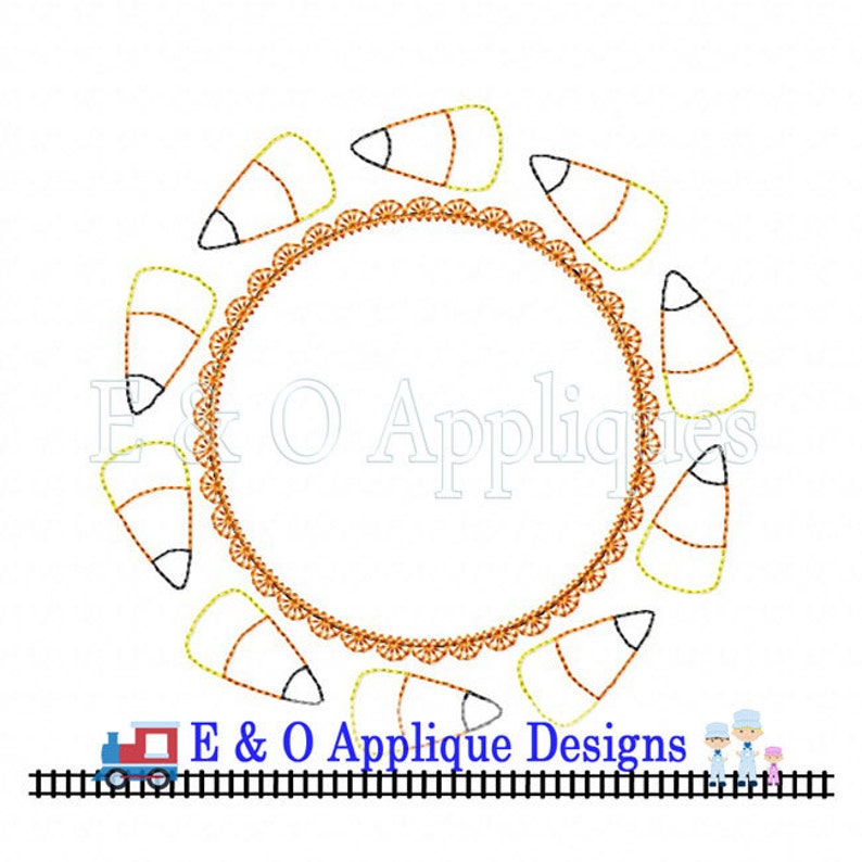 Candy Corn Monogram Frame Applique Design Halloween Monogram - Etsy