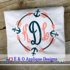 Arrow Anchor Monogram Machine Embroidery Design - Tribal Embroidery ...