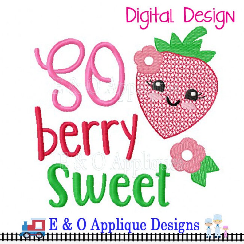 So Berry Sweet Machine Embroidery Design Strawberry | Etsy