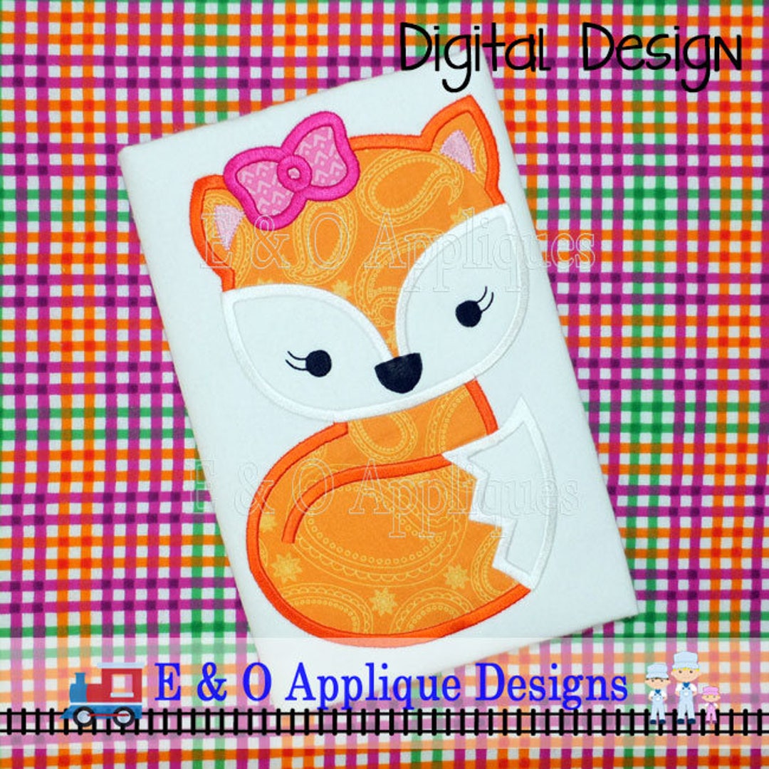 Fox Girl Applique Design - Fox Embroidery Design - Digital Design - Etsy