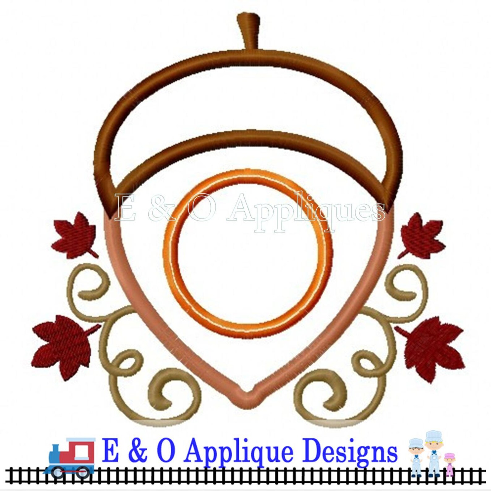 Acorn Monogram Digital Applique Design - Acorn Machine Applique Design ...