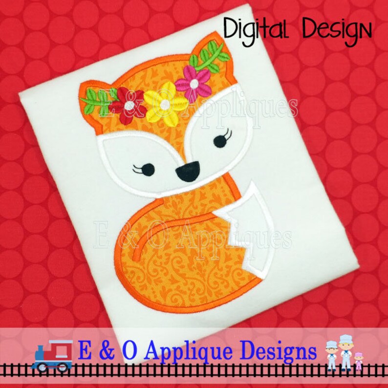 Floral Girl Fox Applique Design Fox Embroidery Design Girl - Etsy