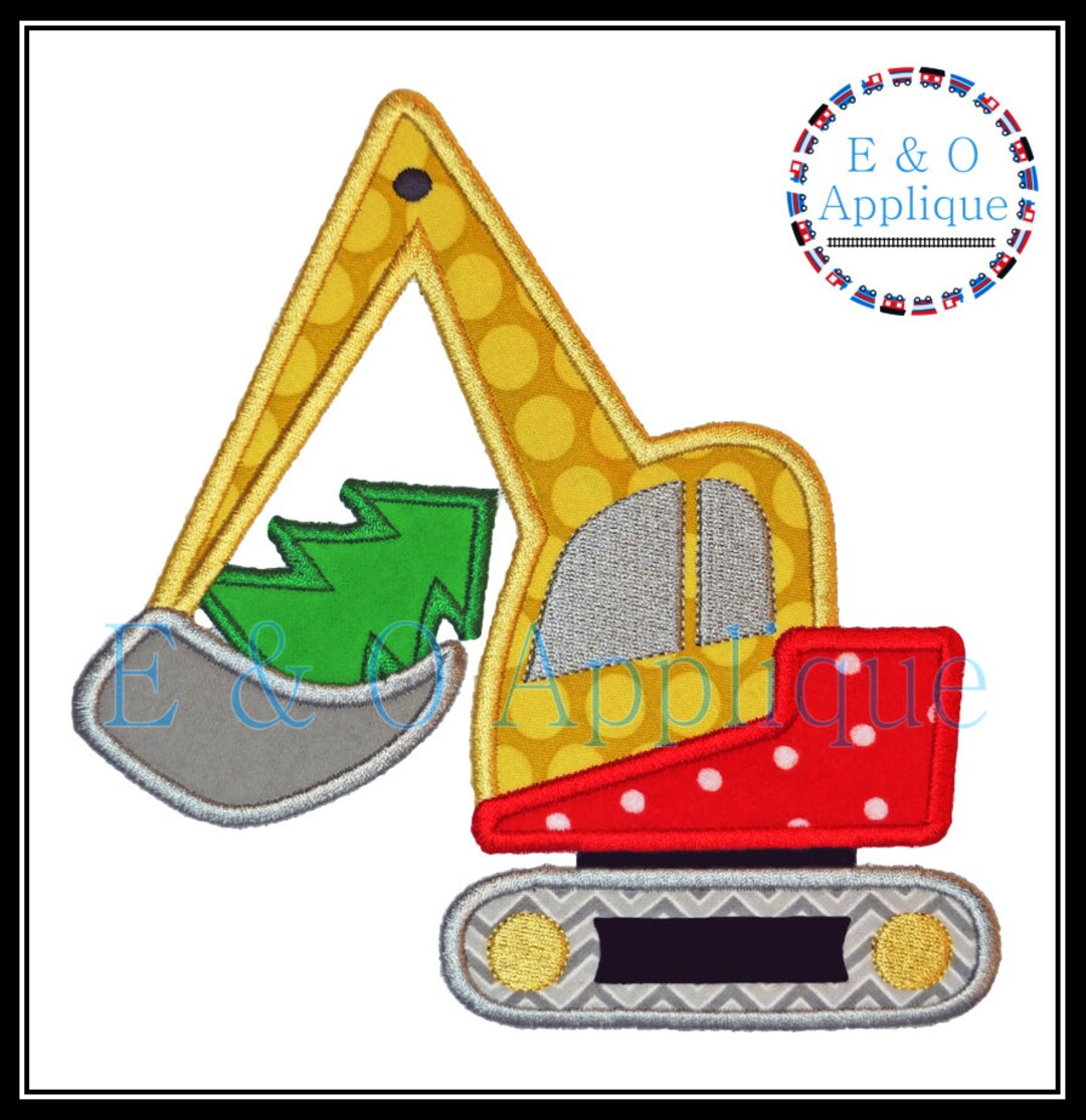 Tree Digger Applique - Digger Applique - Christmas Tree Applique ...