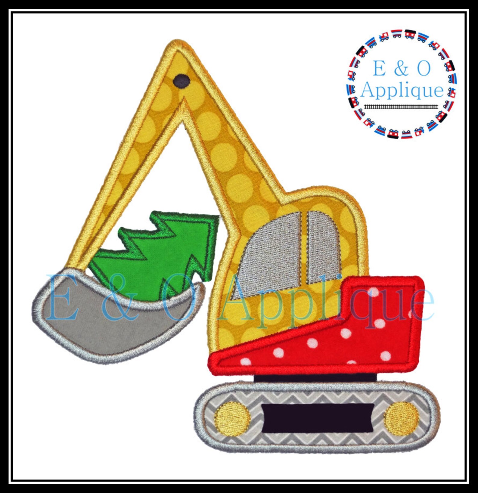 Tree Digger Applique - Digger Applique - Christmas Tree Applique ...