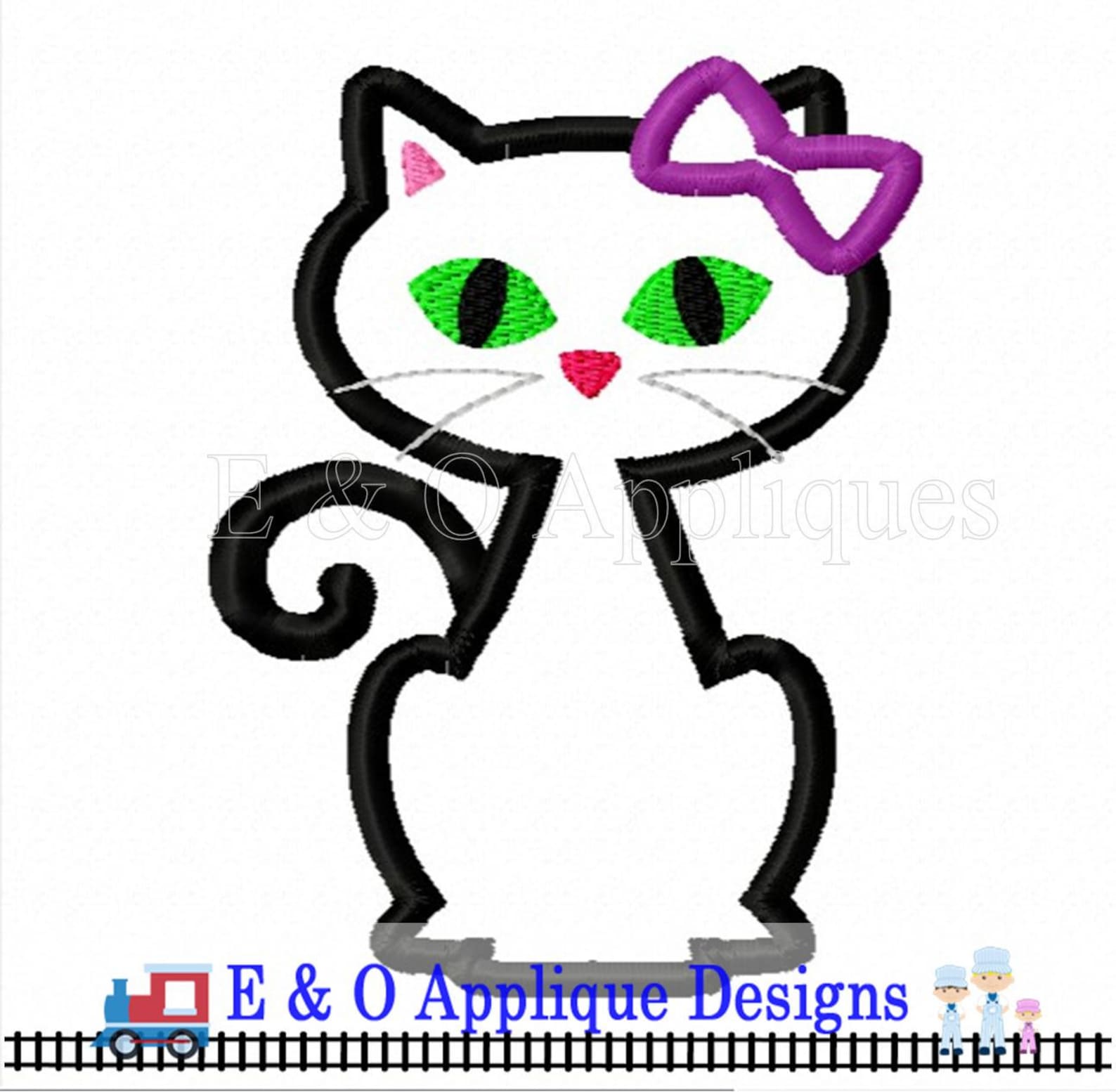 Halloween Cat Applique – Halloween Machine Embroidery Design – Black ...