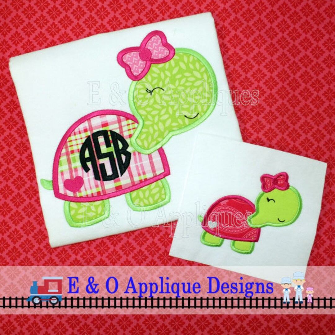 Turtle Girl Applique Design - Turtle Embroidery Design - Turtle ...
