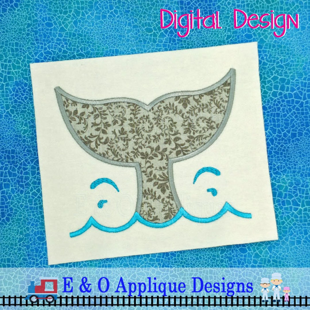 Whale Tail Applique Design - Whale Embroidery Design - Whale - Machine ...