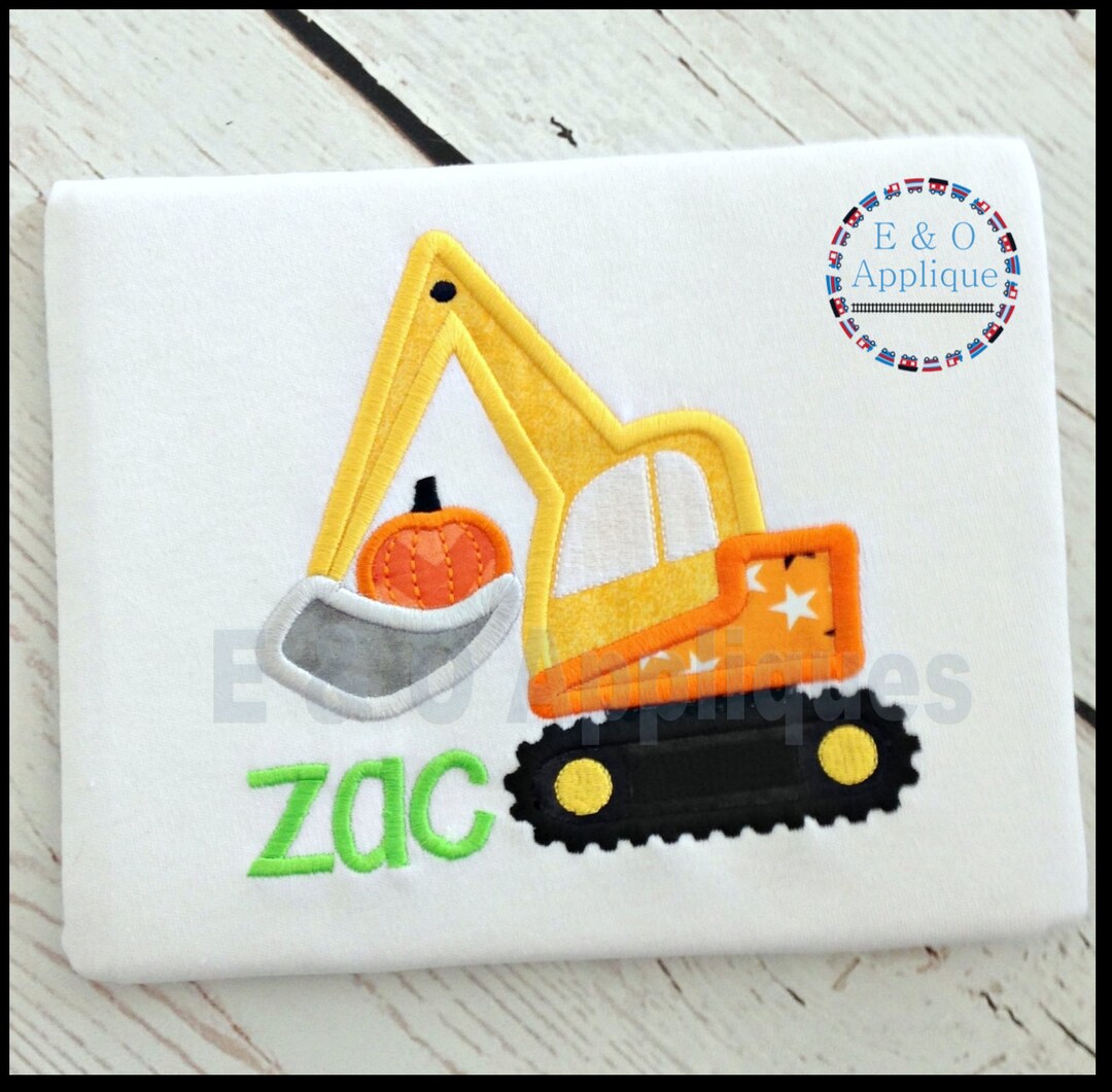 Digger Pumpkin Applique Design - Fall Applique Design - Digger ...