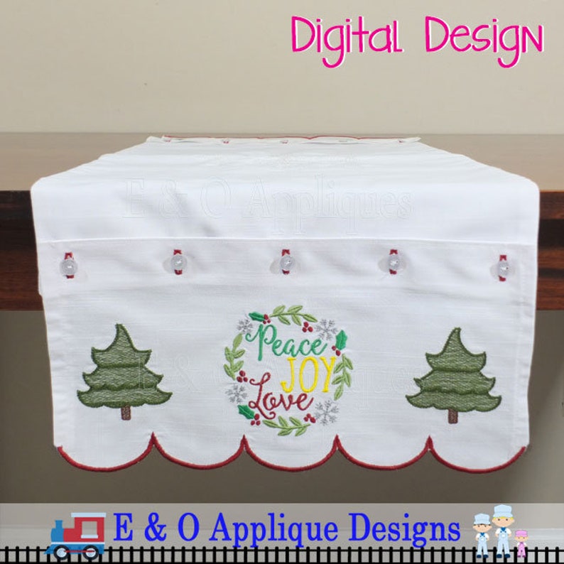 In the Hoop Table Runner Embroidery Design Christmas Peace - Etsy