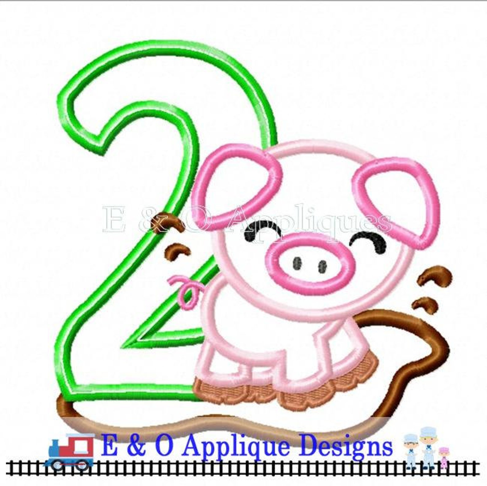 2nd Birthday Pig Digital Design Machine Embroidery Design | Etsy