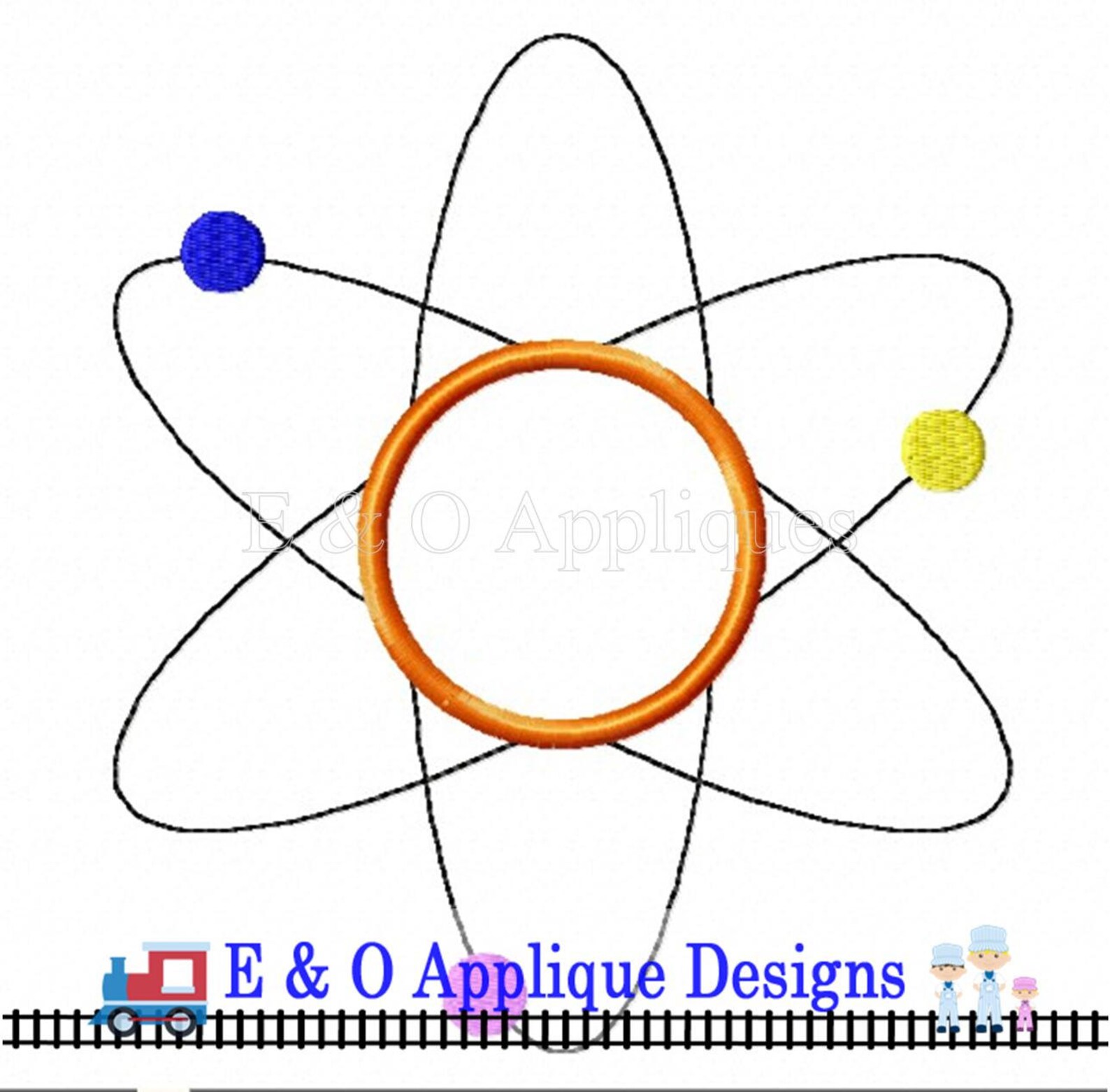 Back to School Atom Monogram Embroidery Design Instant Embroidery File ...