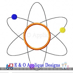 Back to School Atom Monogram Embroidery Design - Instant Embroidery ...