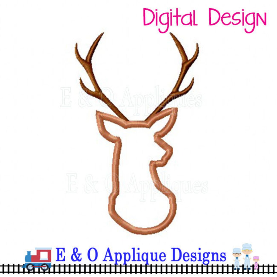 Deer Head Applique Embroidery Design - Deer Head Silhouette Applique ...