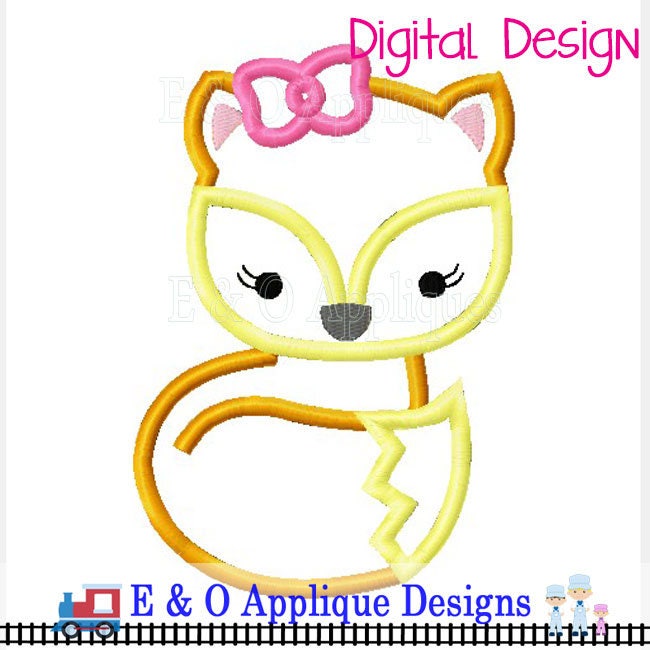 Fox Girl Applique Design - Fox Embroidery Design - Digital Design - Etsy