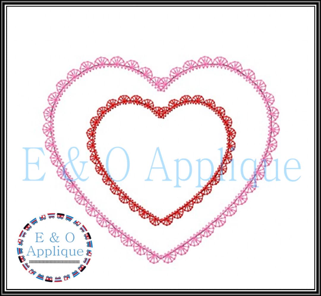 Heart Applique Design - Heart Embroidery Design - Valentine's Day ...