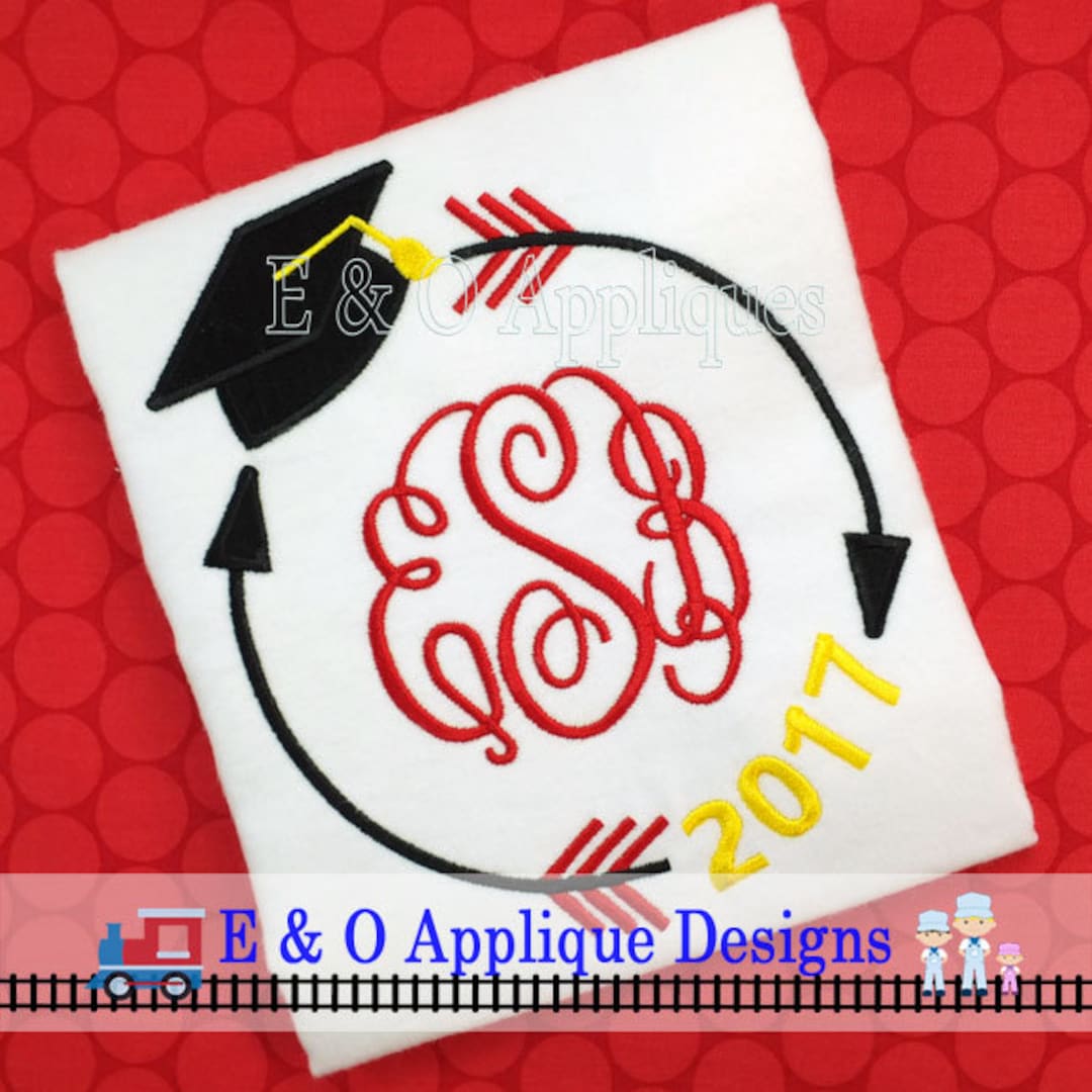 Arrow Graduation Cap Monogram Frame Embroidery Design - Graduation ...