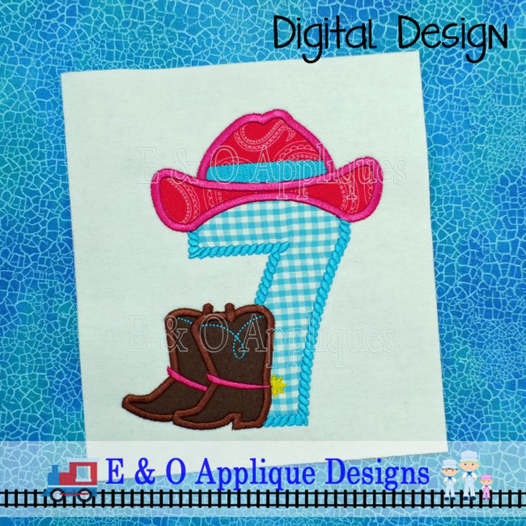 7 Cowboy Applique Design - Cowgirl Applique Design - Cowboy Birthday ...