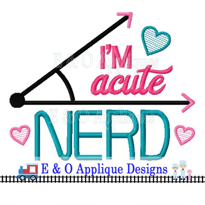 I'm Acute Nerd Embroidery Design With Hearts - Back to School ...