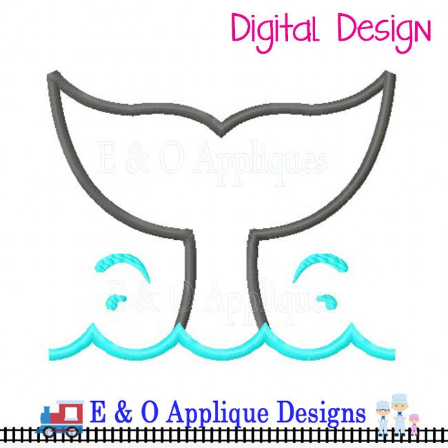 Whale Tail Applique Design - Whale Embroidery Design - Whale - Machine ...