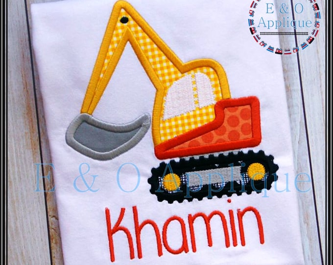 Excavator Digger Applique Design Construction Embroidery Design Digital ...