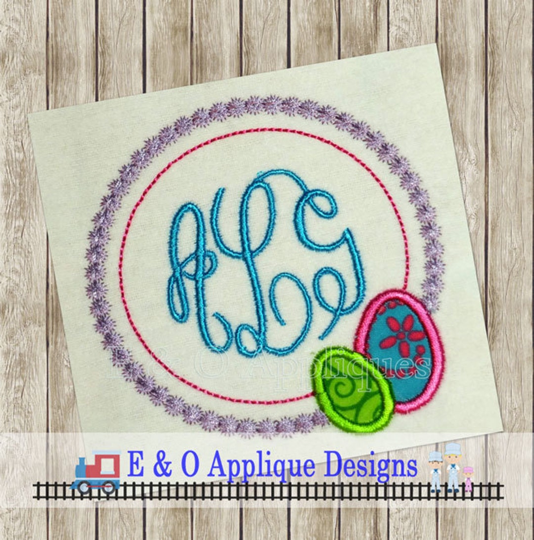 Easter Eggs Monogram Frame Embroidery Design Easter Monogram Embroidery ...
