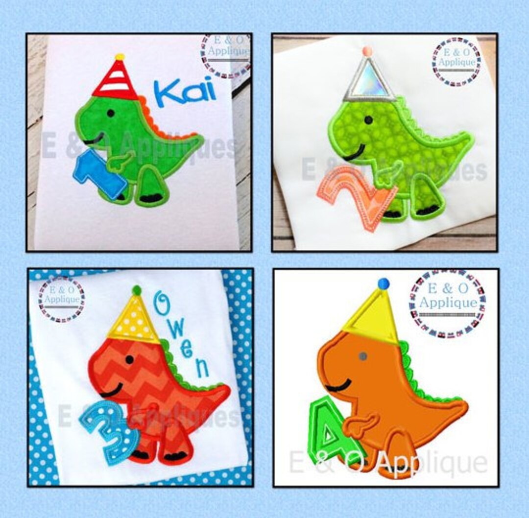 Dino Birthday Applique Set - Dino 1st Birthday Applique - Dino 2nd ...