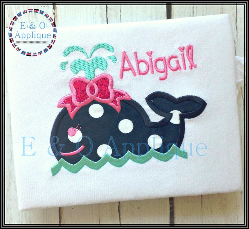 Girl Whale Applique Design - Whale Embroidery Design - Digital Design ...