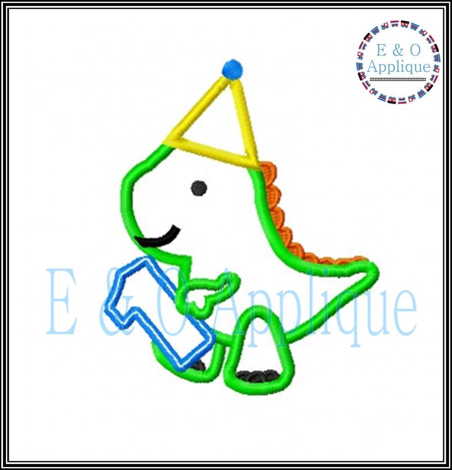 Dino 1st Birthday Applique Design Dinosaur Applique Design | Etsy