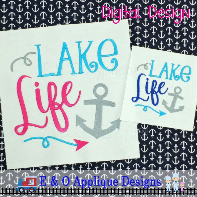 Lake Life Embroidery Design - Lake Embroidery Design - Lake Saying ...