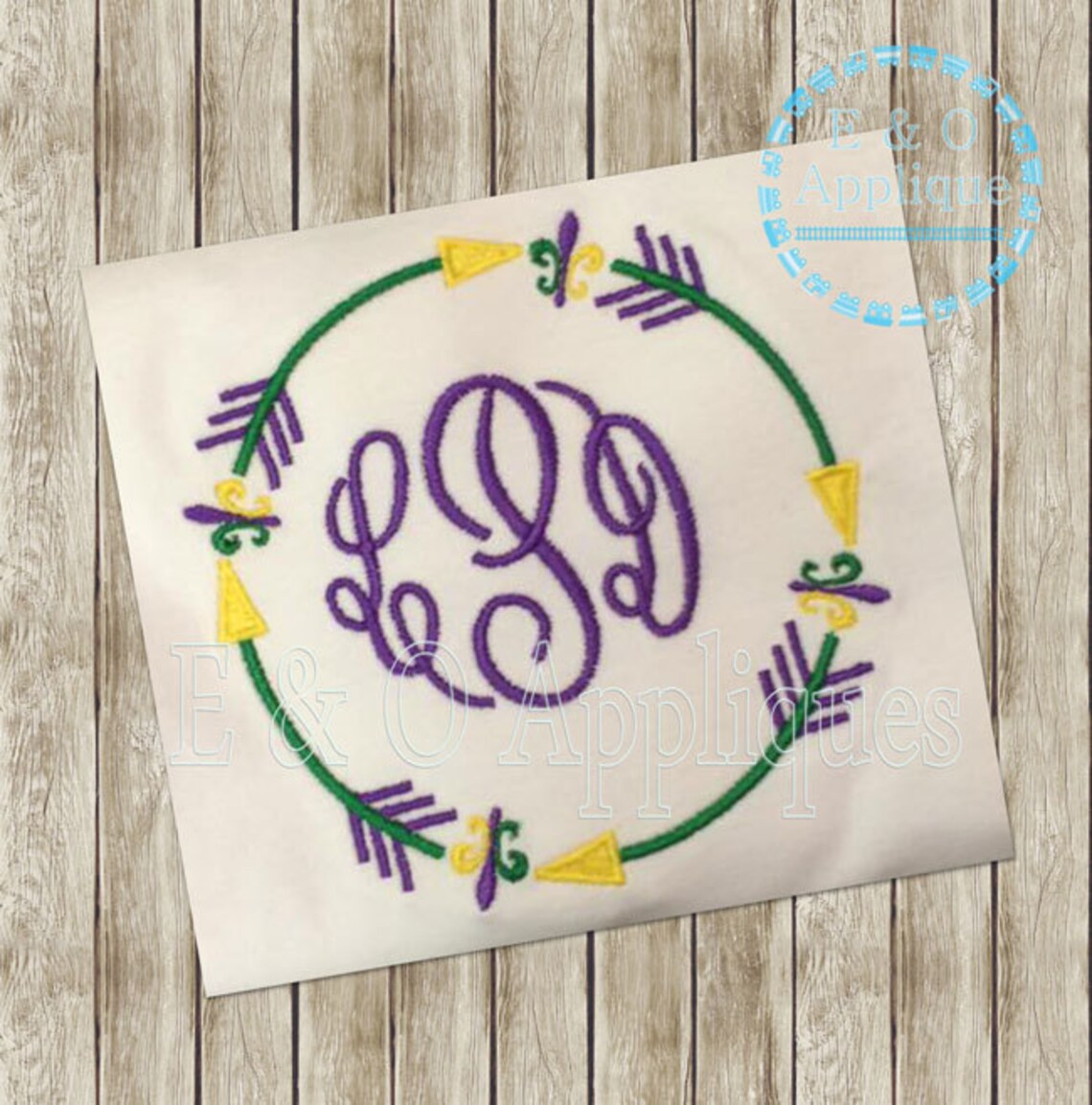 Tribal Arrow Mardi Gras Monogram Embroidery Frame Design - Fleur De Lis ...
