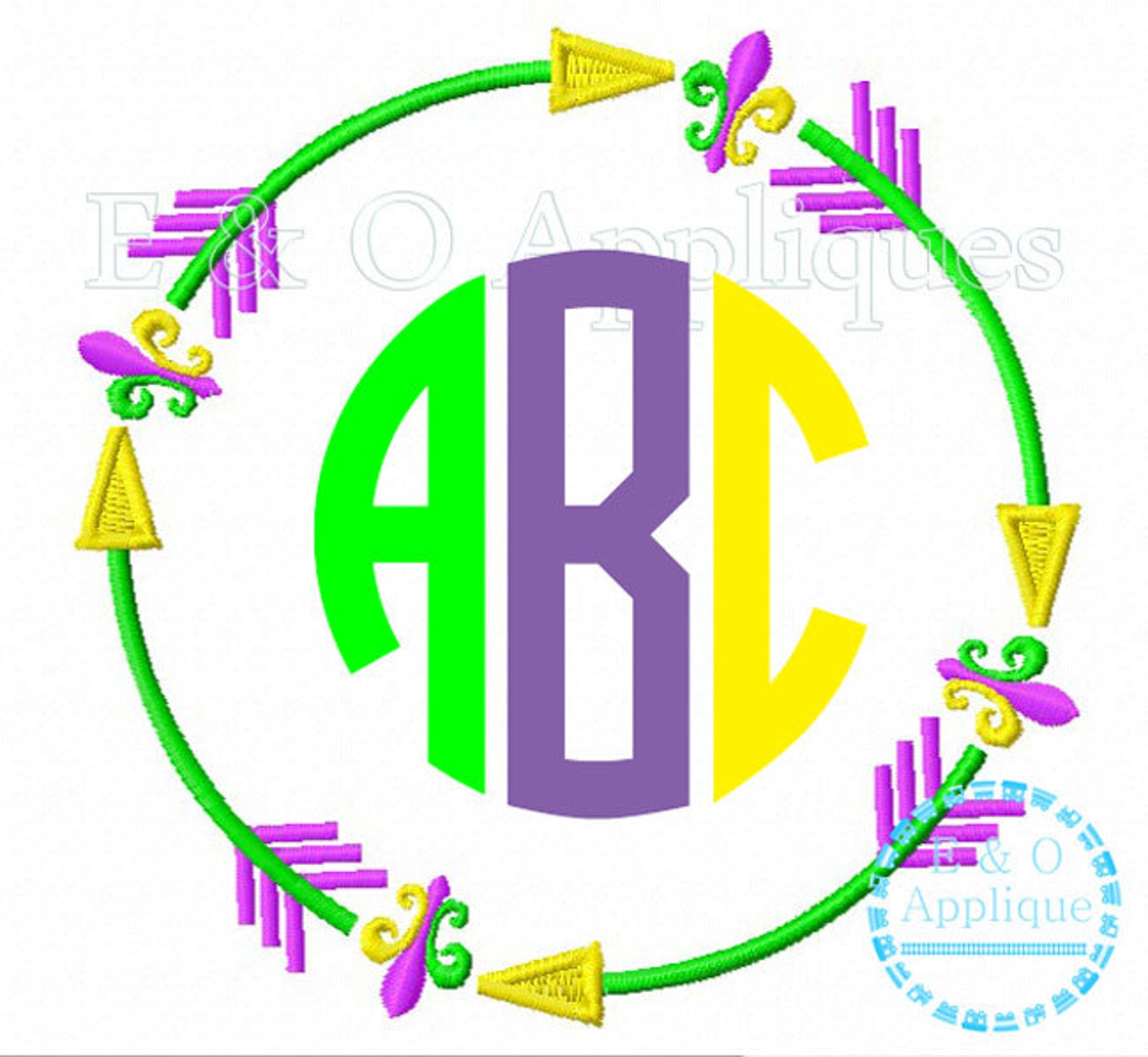 Tribal Arrow Mardi Gras Monogram Embroidery Frame Design - Fleur De Lis ...