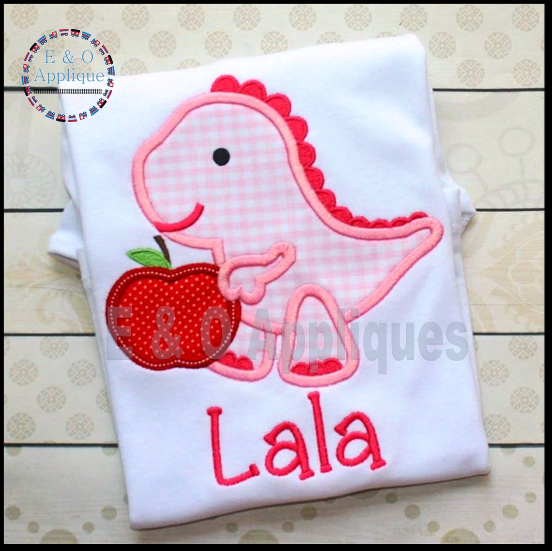 Dino Apple Applique Design - Back to School Applique - Fall Applique ...