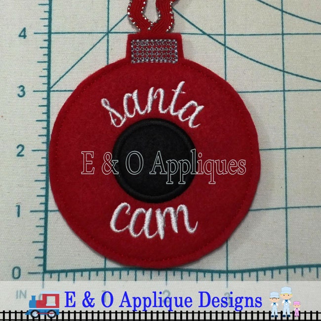 Santa Cam Ornament Embroidery Design, in the Hoop Embroidery Design ...
