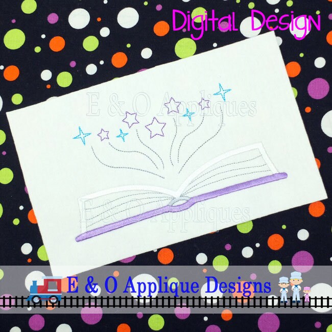 Magic Book Applique Design Magic Embroidery Design Book | Etsy