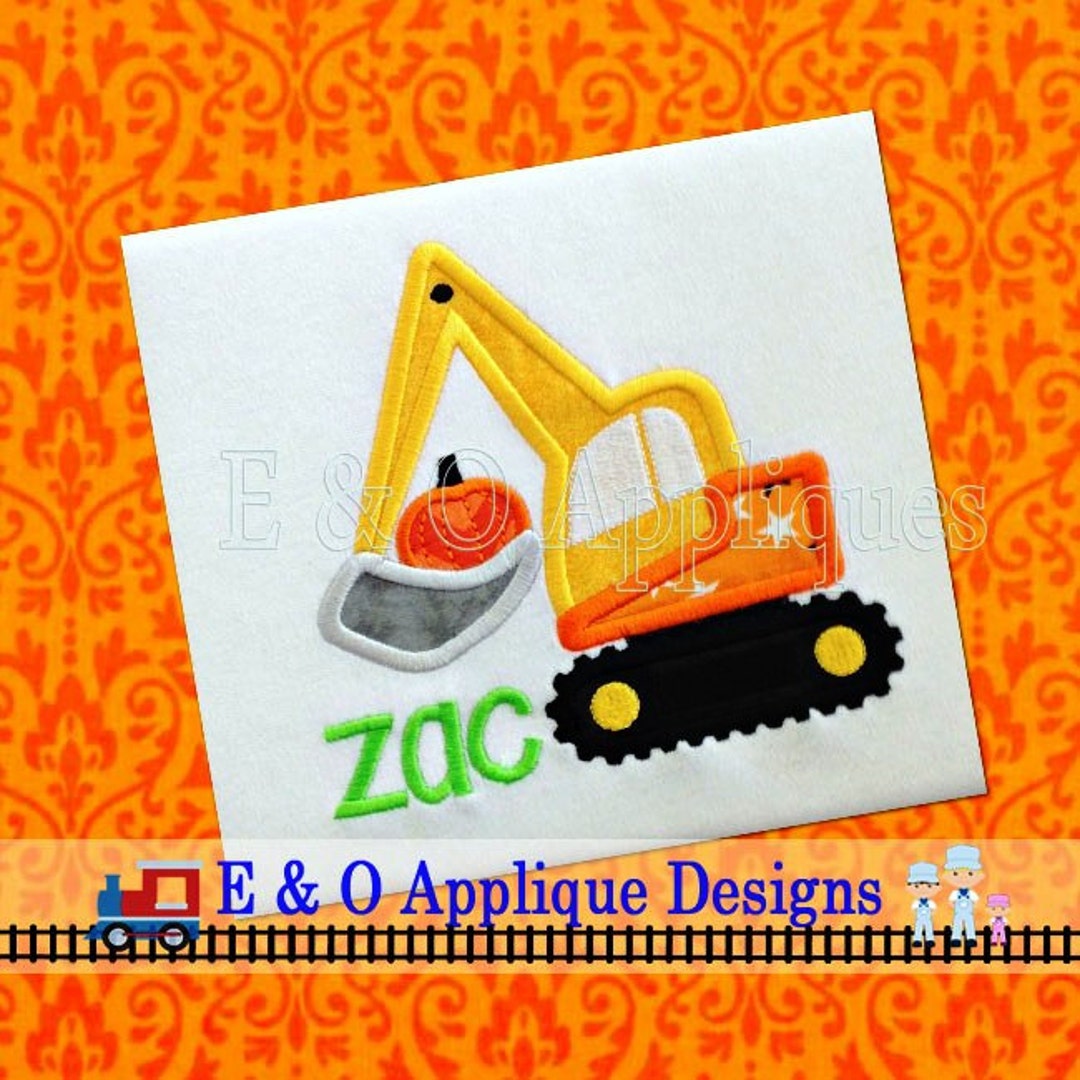 Construction Applique Design, Digger Embroidery Design, Backhoe ...