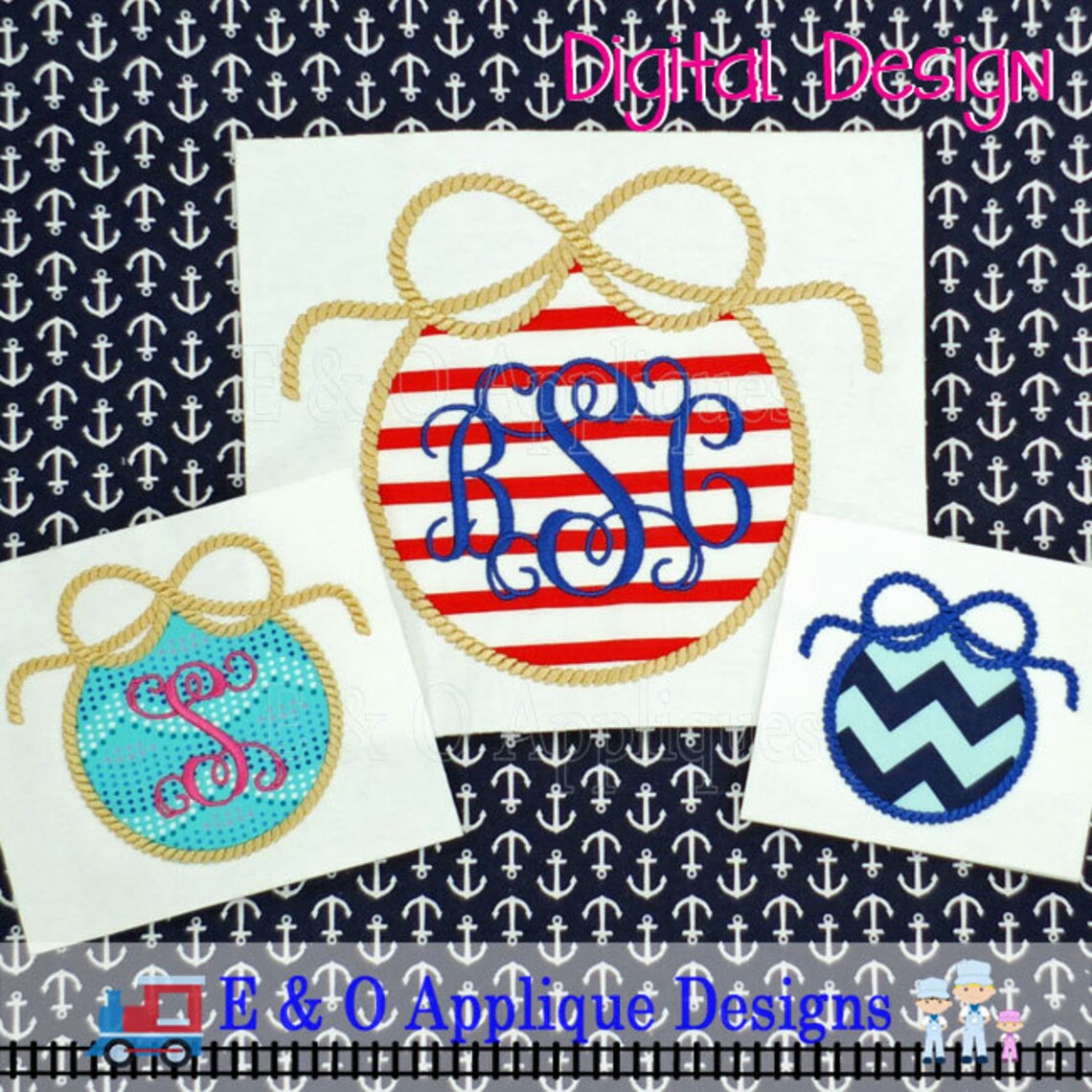 Rope Knot Monogram Machine Applique Digital Design - Etsy