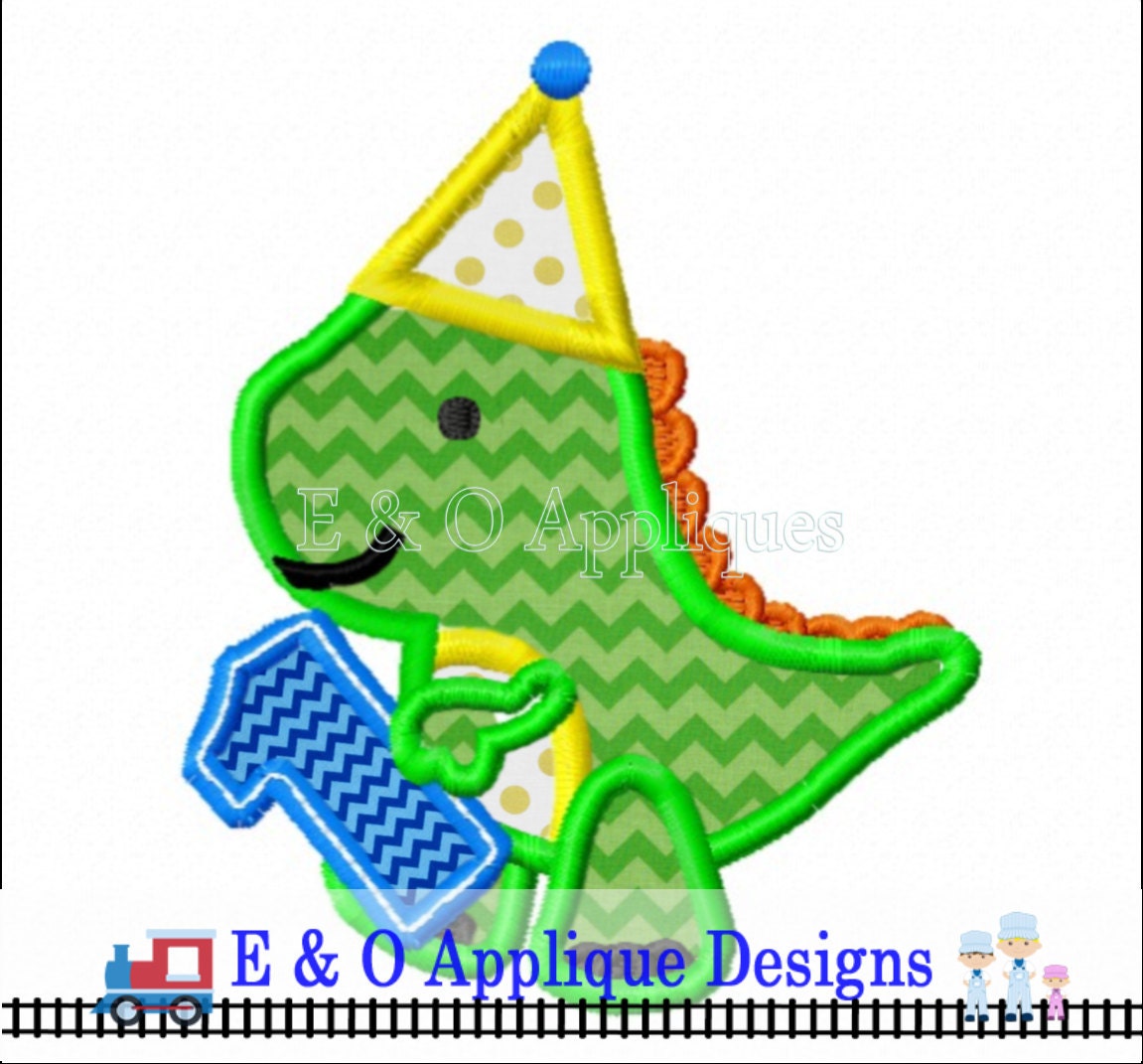 Dino 1st Birthday Applique Design - Dinosaur Applique Design - Birthday ...