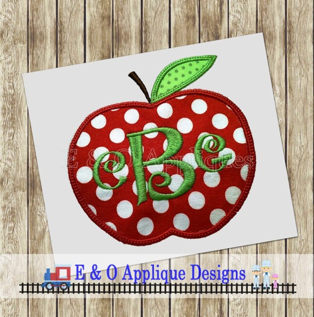 Apple Applique - Apple Embroidery Design - Back to School Applique ...