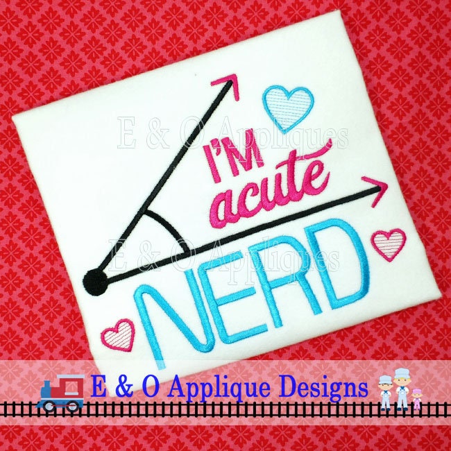 I'm Acute Nerd Embroidery Design With Hearts - Back to School ...