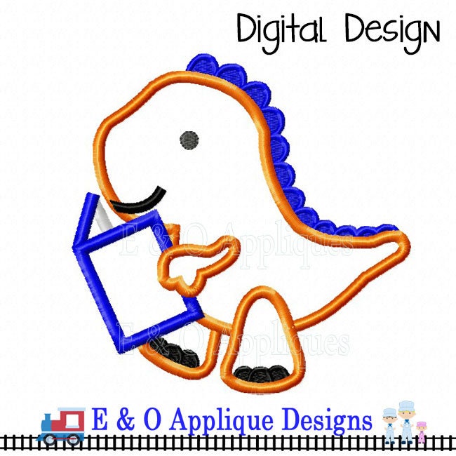 Dinosaur Book Applique Design Dinosaur Embroidery Design - Etsy